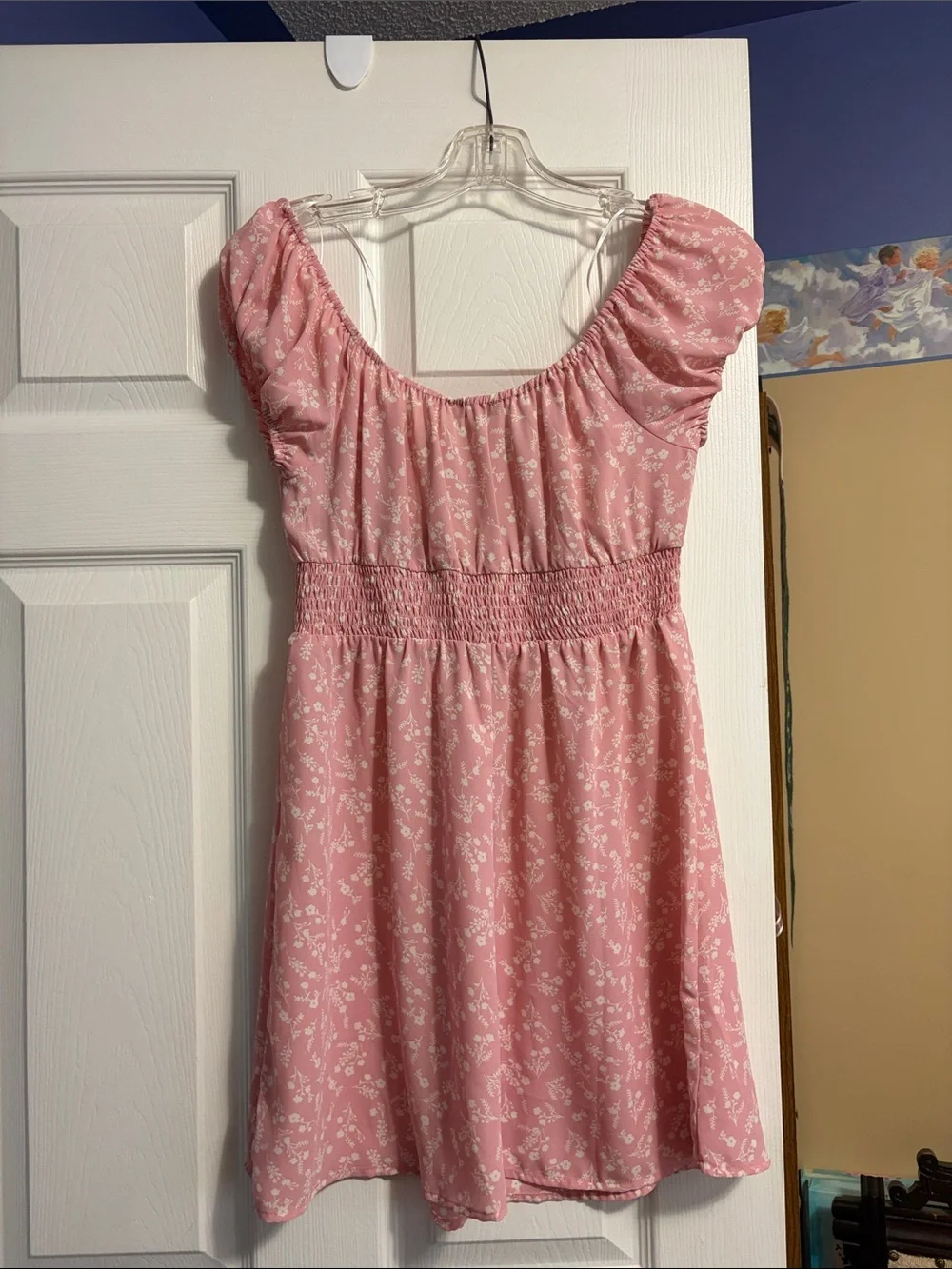 Love Tree | Dresses | Light Pink Summer Dress With White Floral Details ...